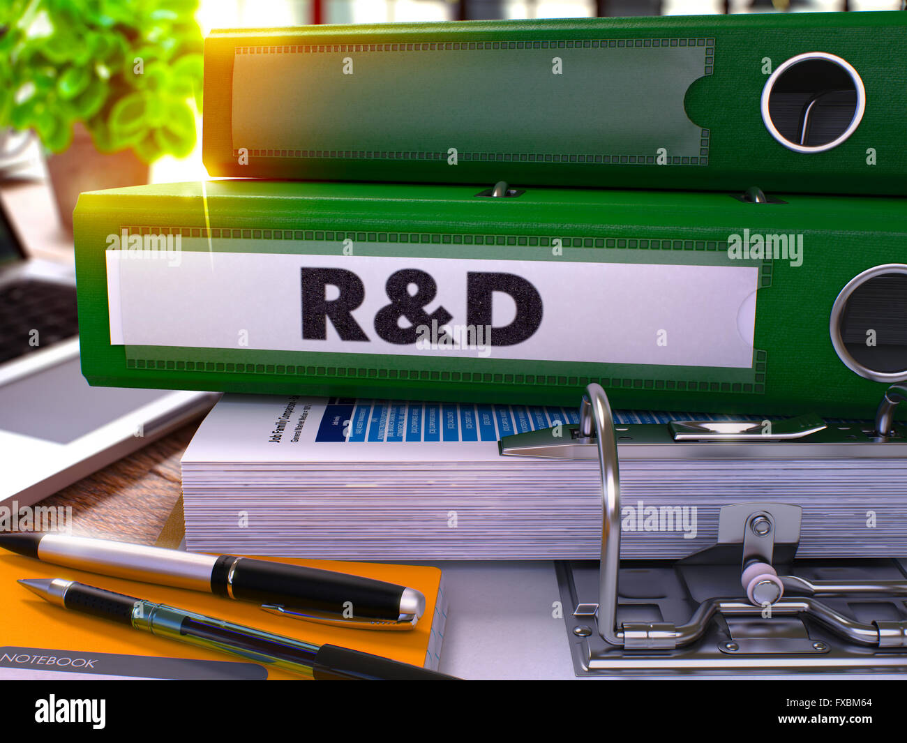 Research and Developmenton Green Office Folder. Toned Image Stock Photo ...