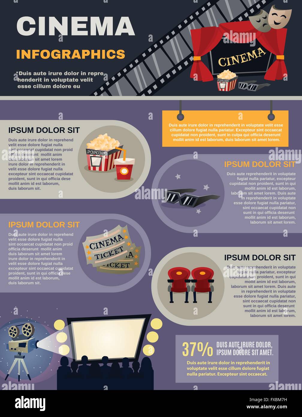 Cinema Infographics Set Stock Vector Image & Art - Alamy