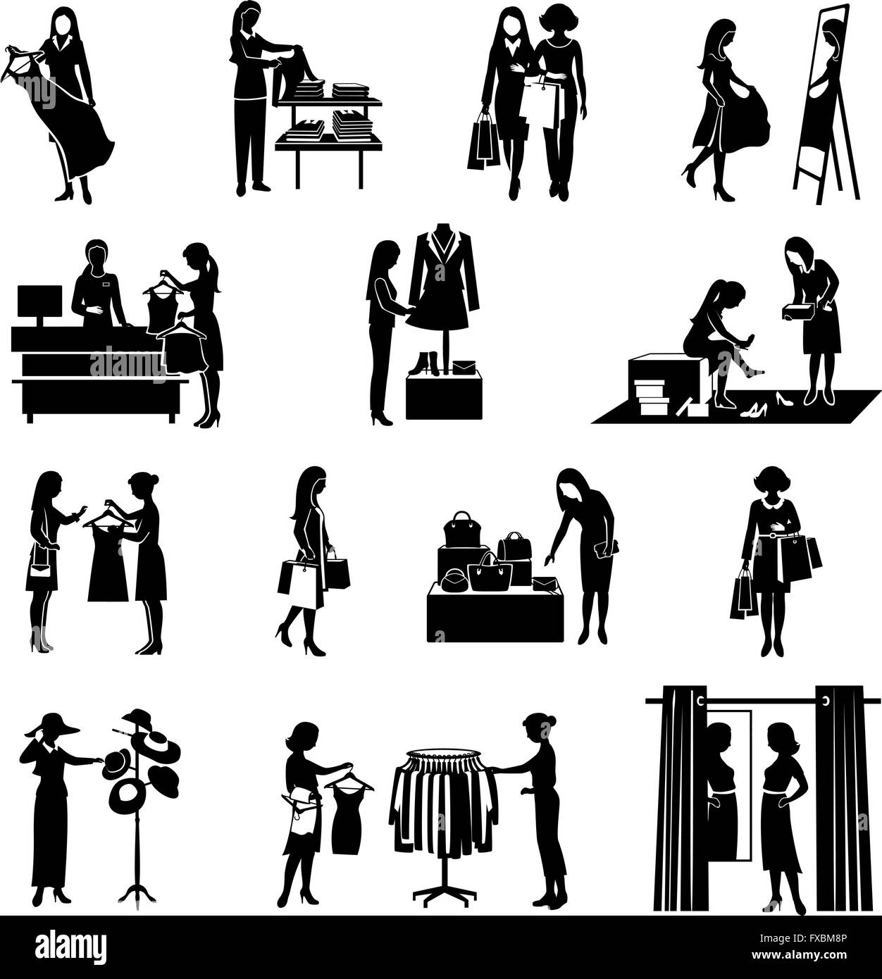 Woman shopping bags female Black and White Stock Photos & Images - Alamy