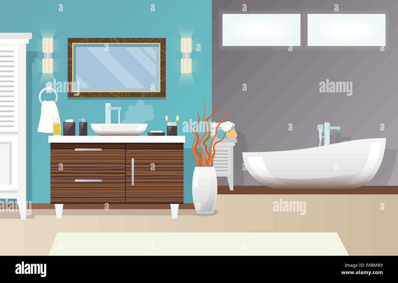 Stylish bathroom wallpaper Stock Vector Images - Alamy