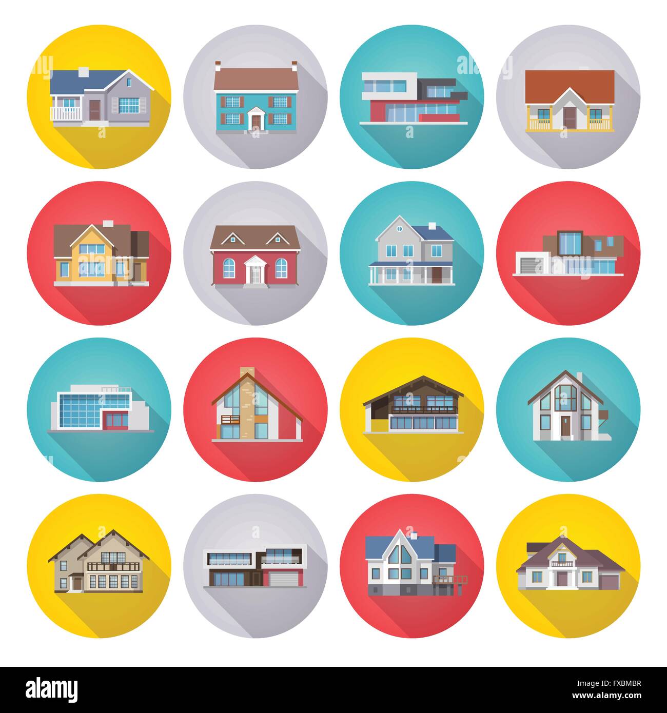 House Icons Flat Set Stock Vector Image & Art - Alamy