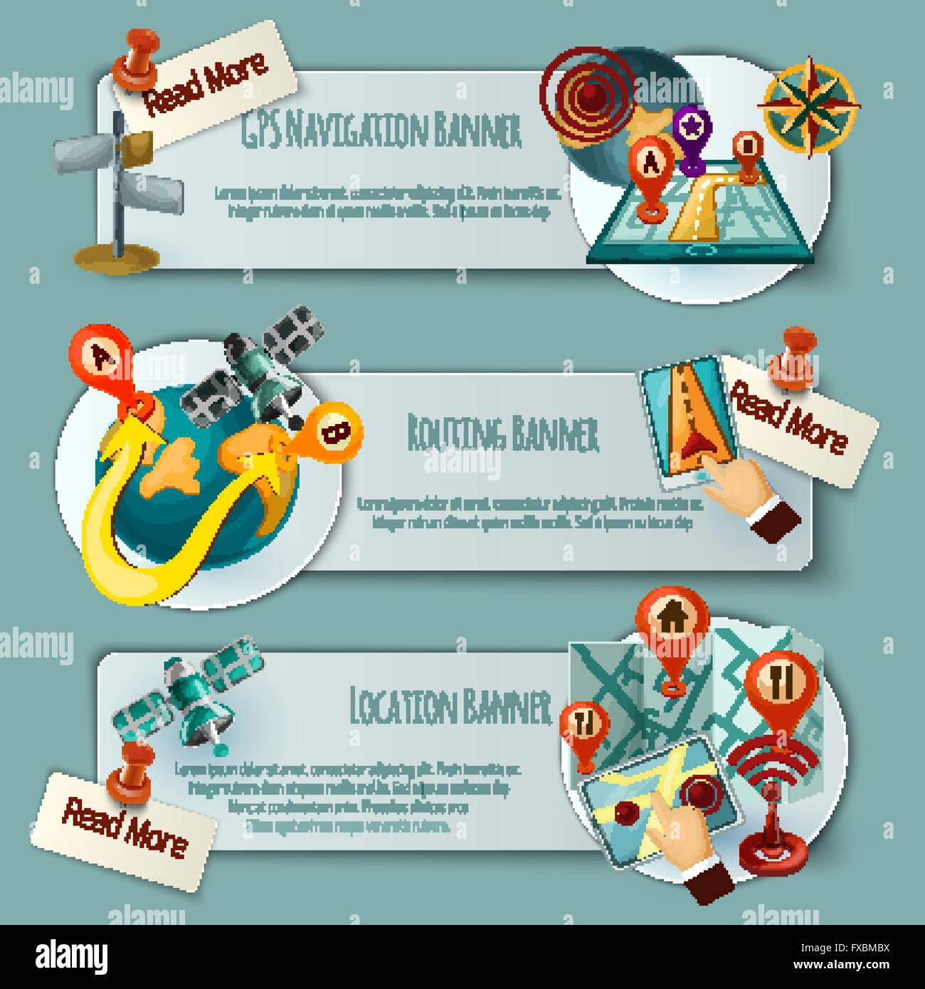 Navigation And Routing Banner Set Stock Vector Image & Art - Alamy