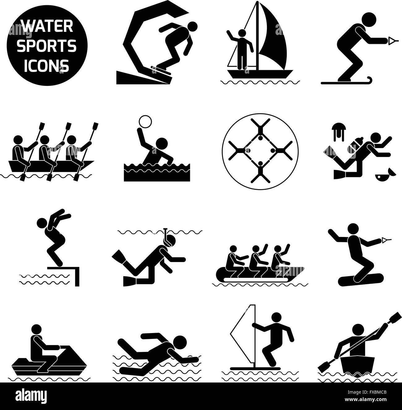 Water Sports Icons Black Stock Vector Image & Art - Alamy