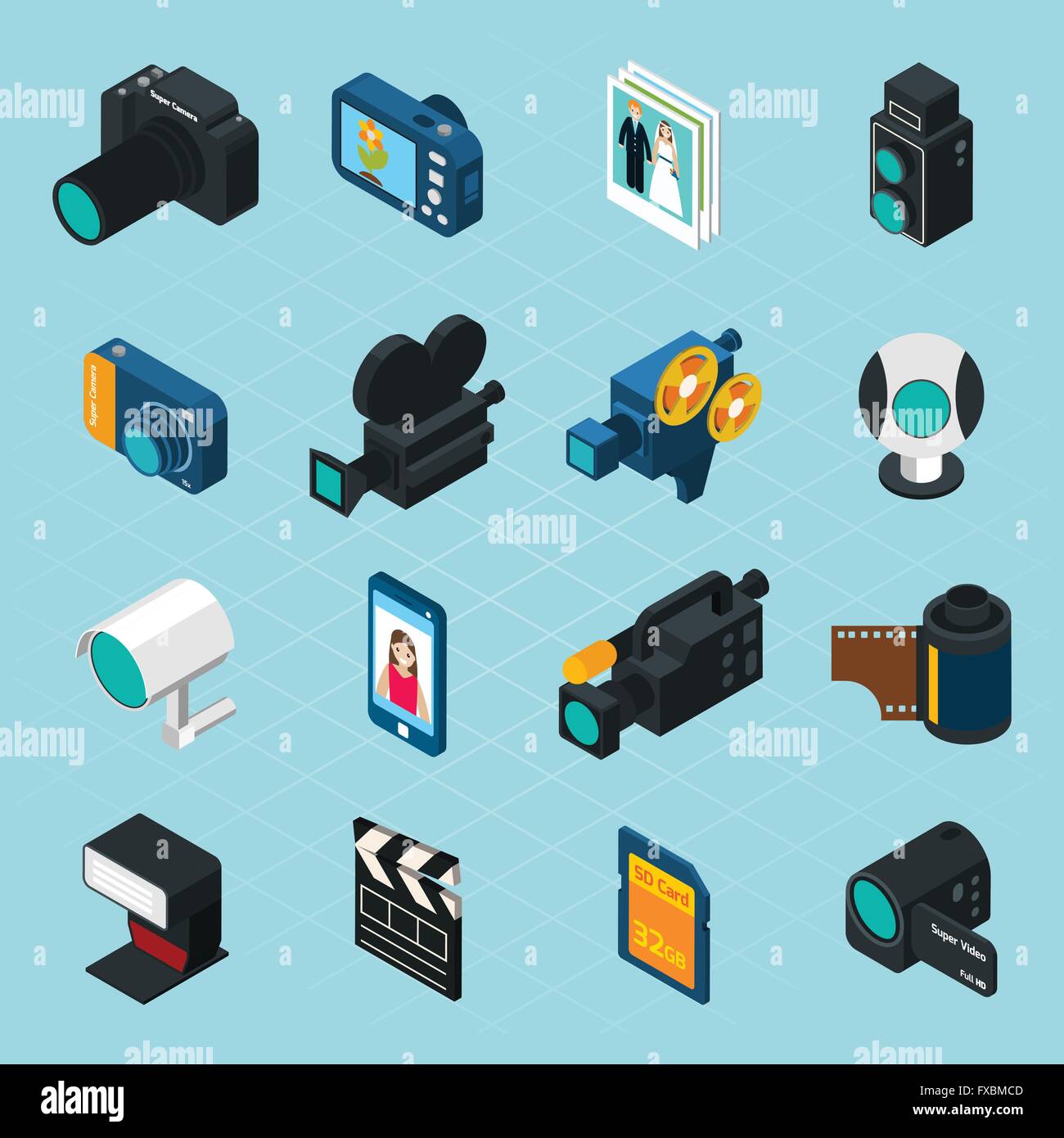 Multimedia icons isometric 3d hi-res stock photography and images - Alamy