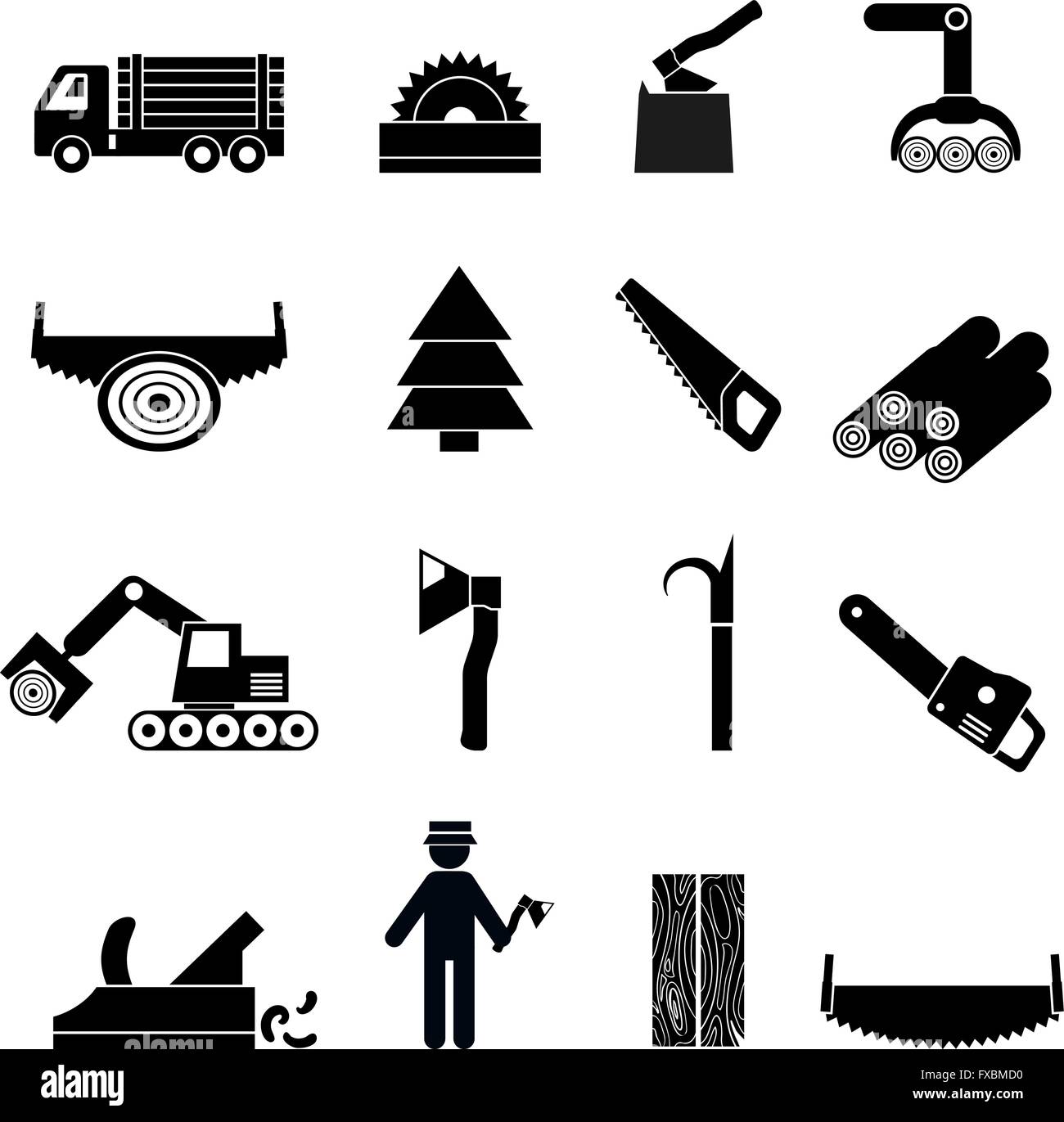 Woodworking Industry Icons Black Stock Vector Image & Art - Alamy
