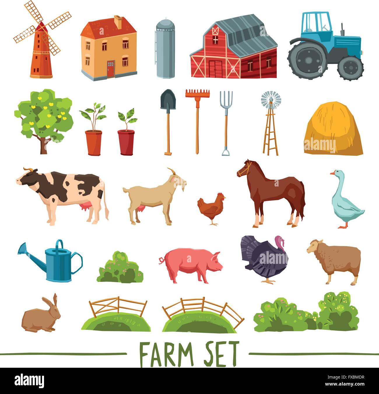 Farm multicolored icon set Stock Vector Image & Art - Alamy