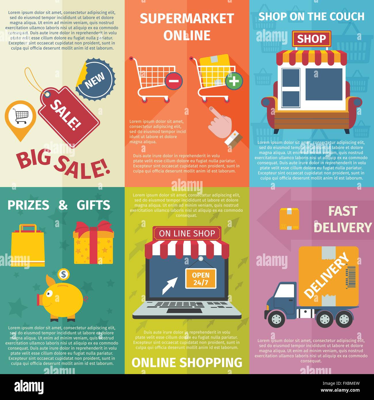 Shopping mini posters set Stock Vector Image & Art - Alamy