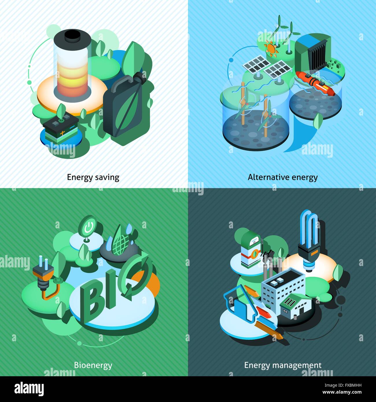 Green Energy Isometric Stock Vector Image & Art - Alamy