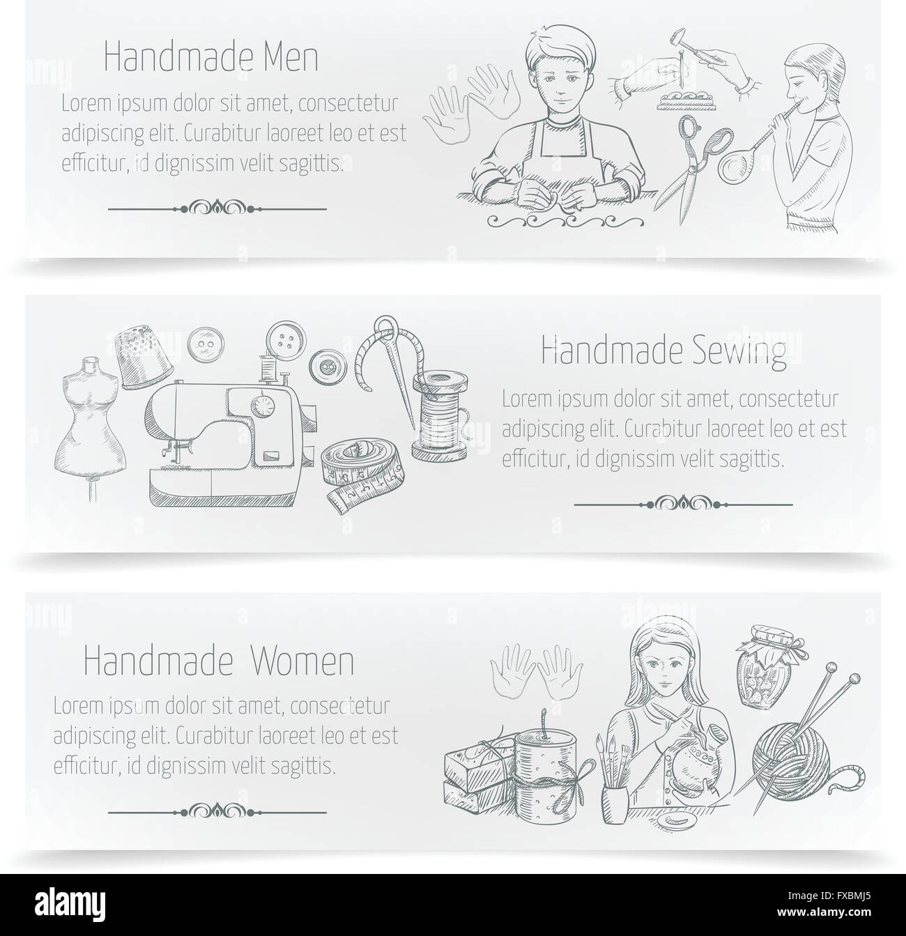 Handmade Banner Set Stock Vector Image & Art - Alamy