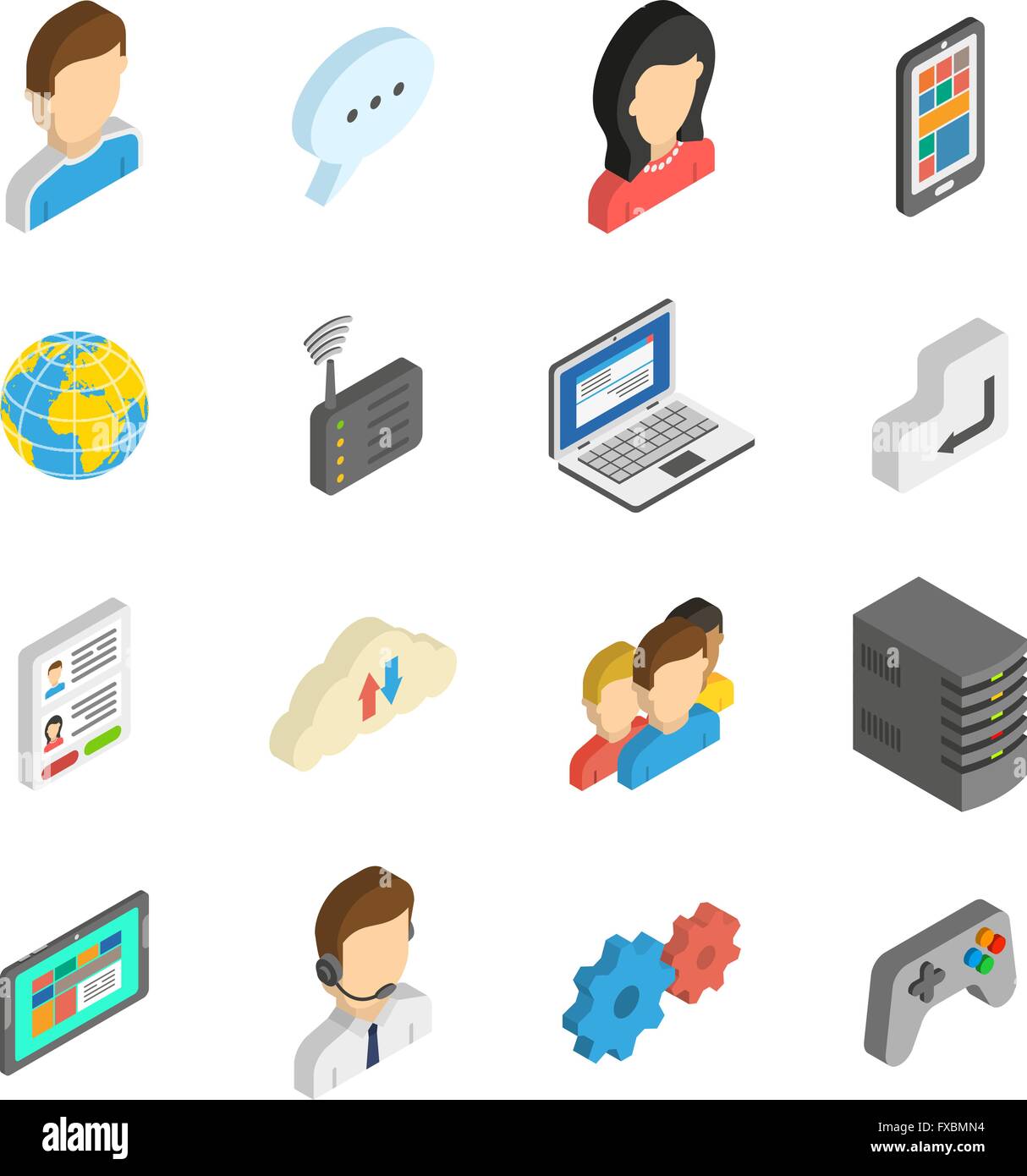 Internet Isometric Icon Set Stock Vector Image & Art - Alamy