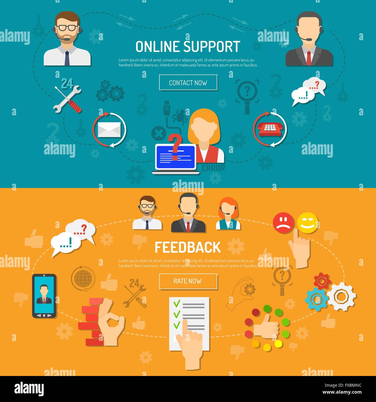 Support Banner Set Stock Vector Image & Art - Alamy