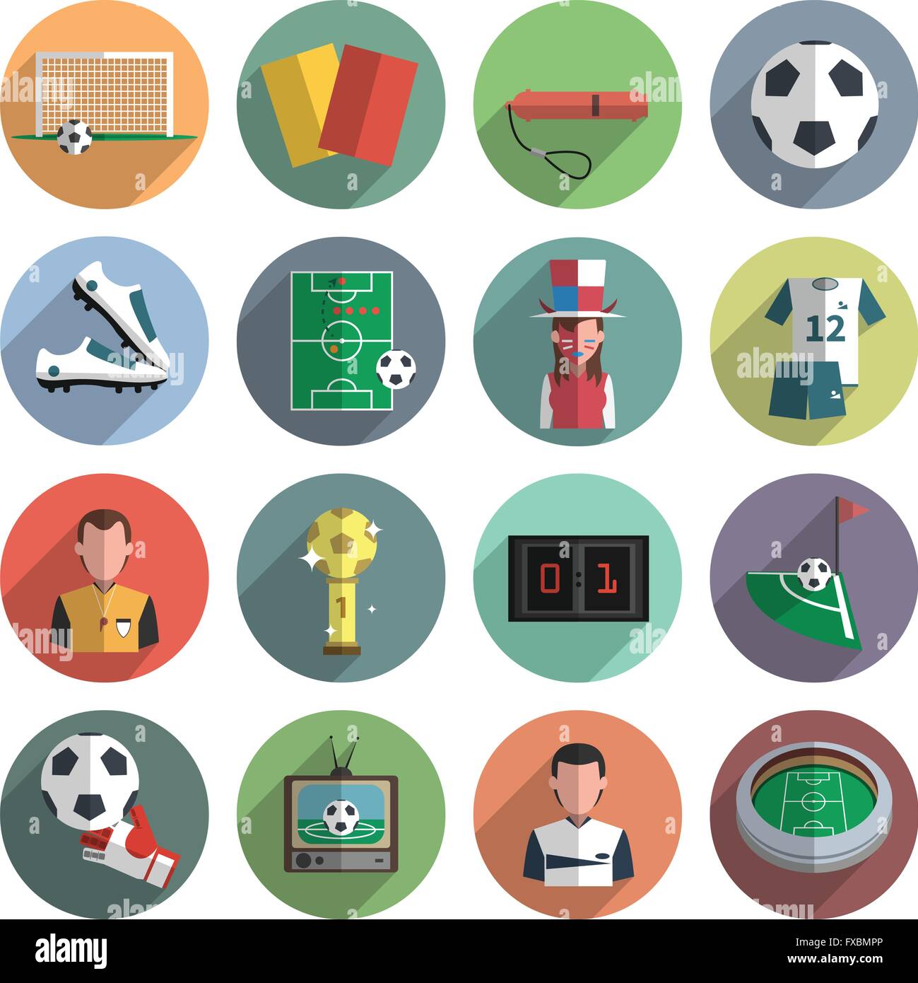 Soccer icons set flat Stock Vector Image & Art - Alamy