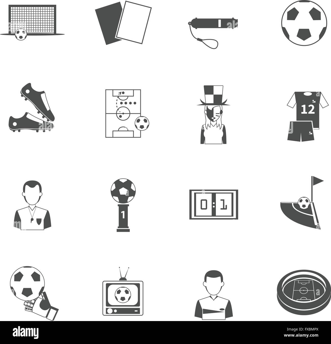 Soccer icons set black Stock Vector Image & Art - Alamy