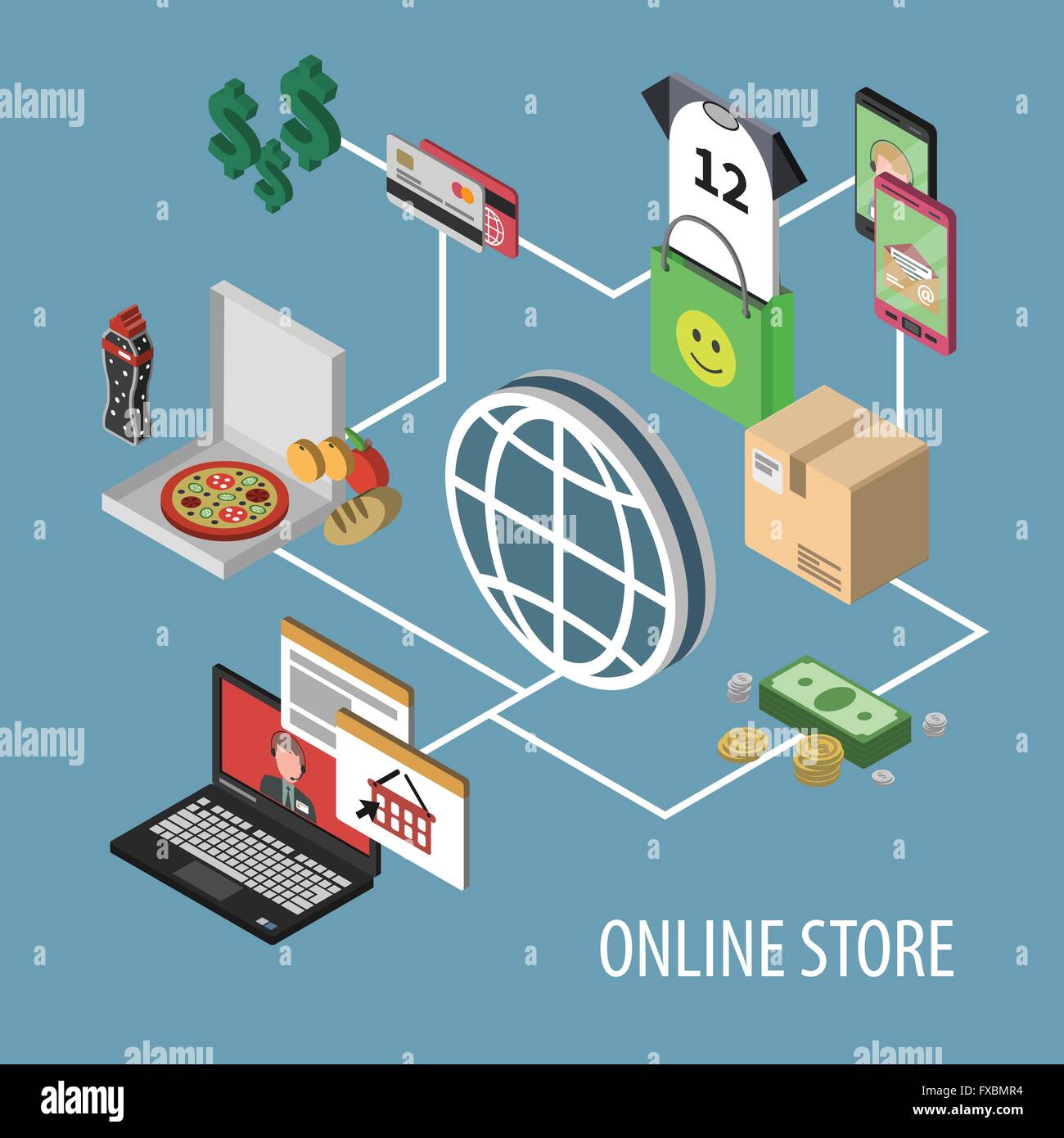 Laptop gift online shopping Stock Vector Images - Alamy