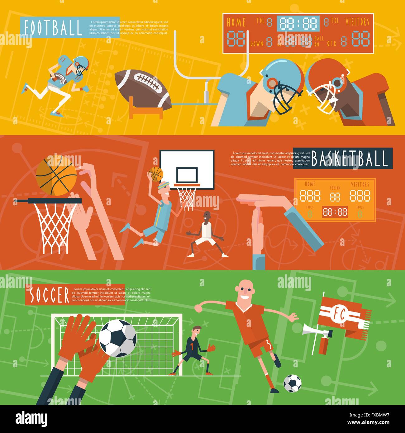 Team sport horizontal banners set Stock Vector Image & Art - Alamy