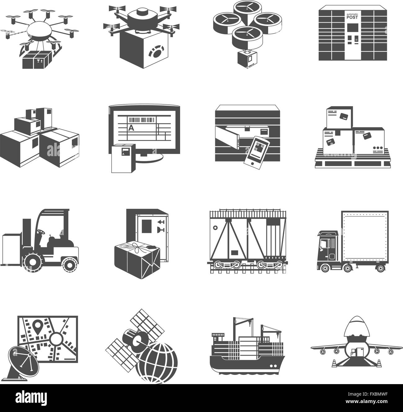 New logistic icons set black Stock Vector Image & Art - Alamy