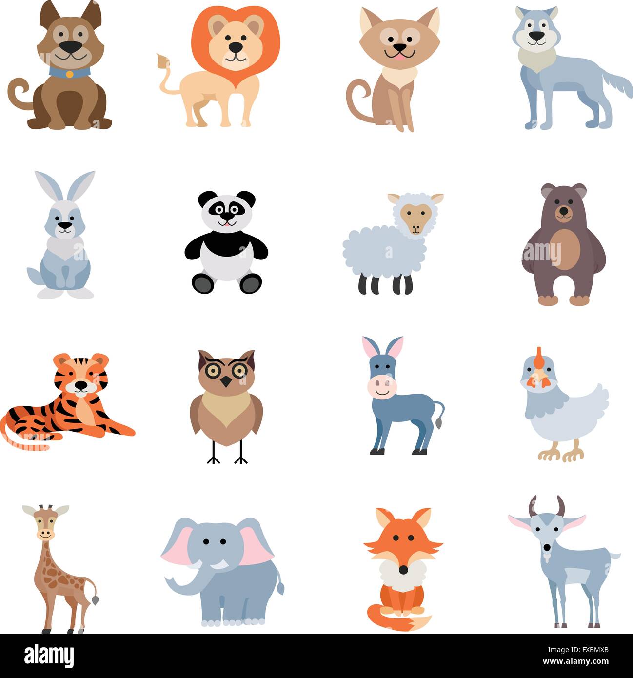 Wild And Home Animals Set Stock Vector Image & Art - Alamy
