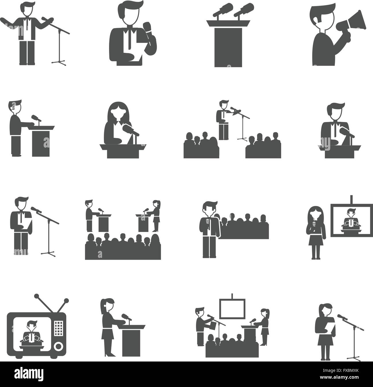 Public Speaking Icons Set Stock Vector Image & Art - Alamy