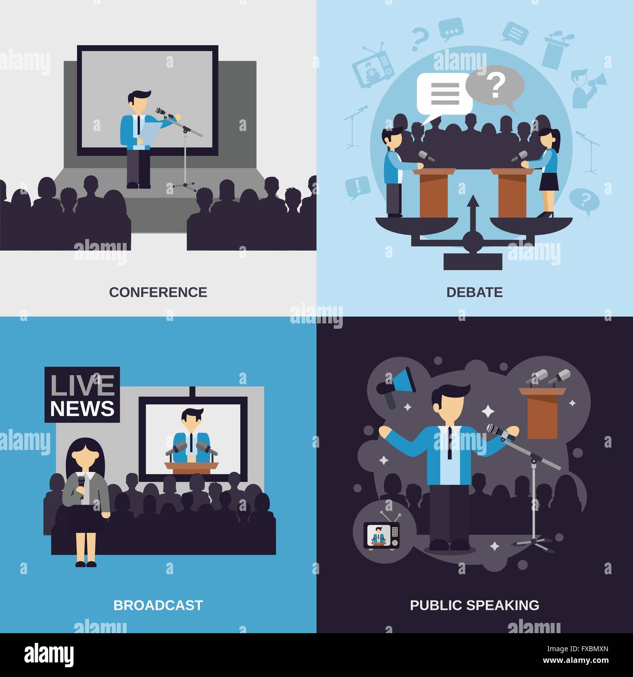 Public Speaking Flat Set Stock Vector Image & Art - Alamy