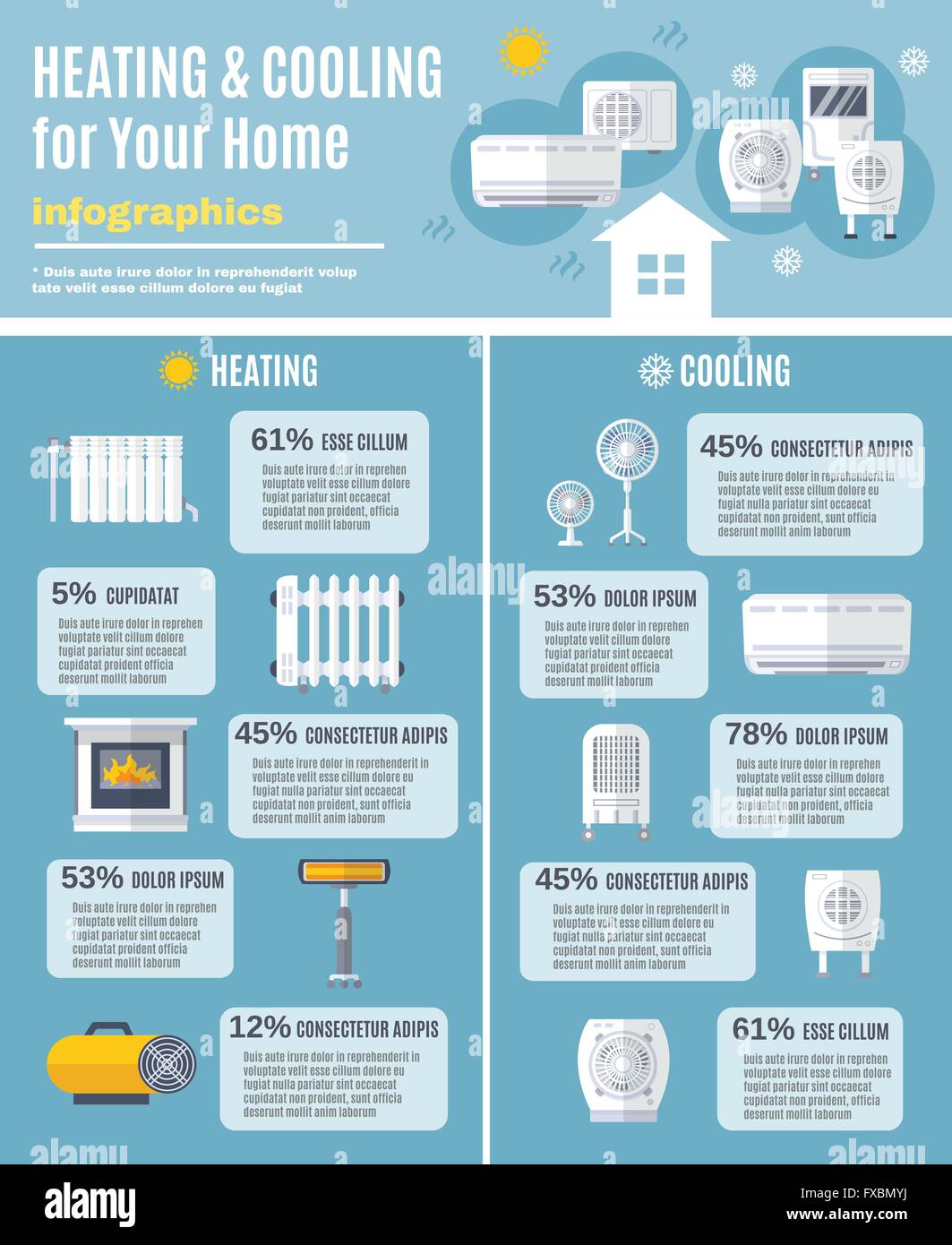 Heating And Cooling Infographics Stock Vector Image & Art - Alamy