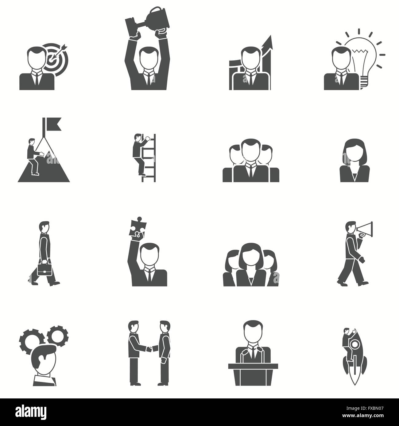 Leadership black white icons set Stock Vector Image & Art - Alamy