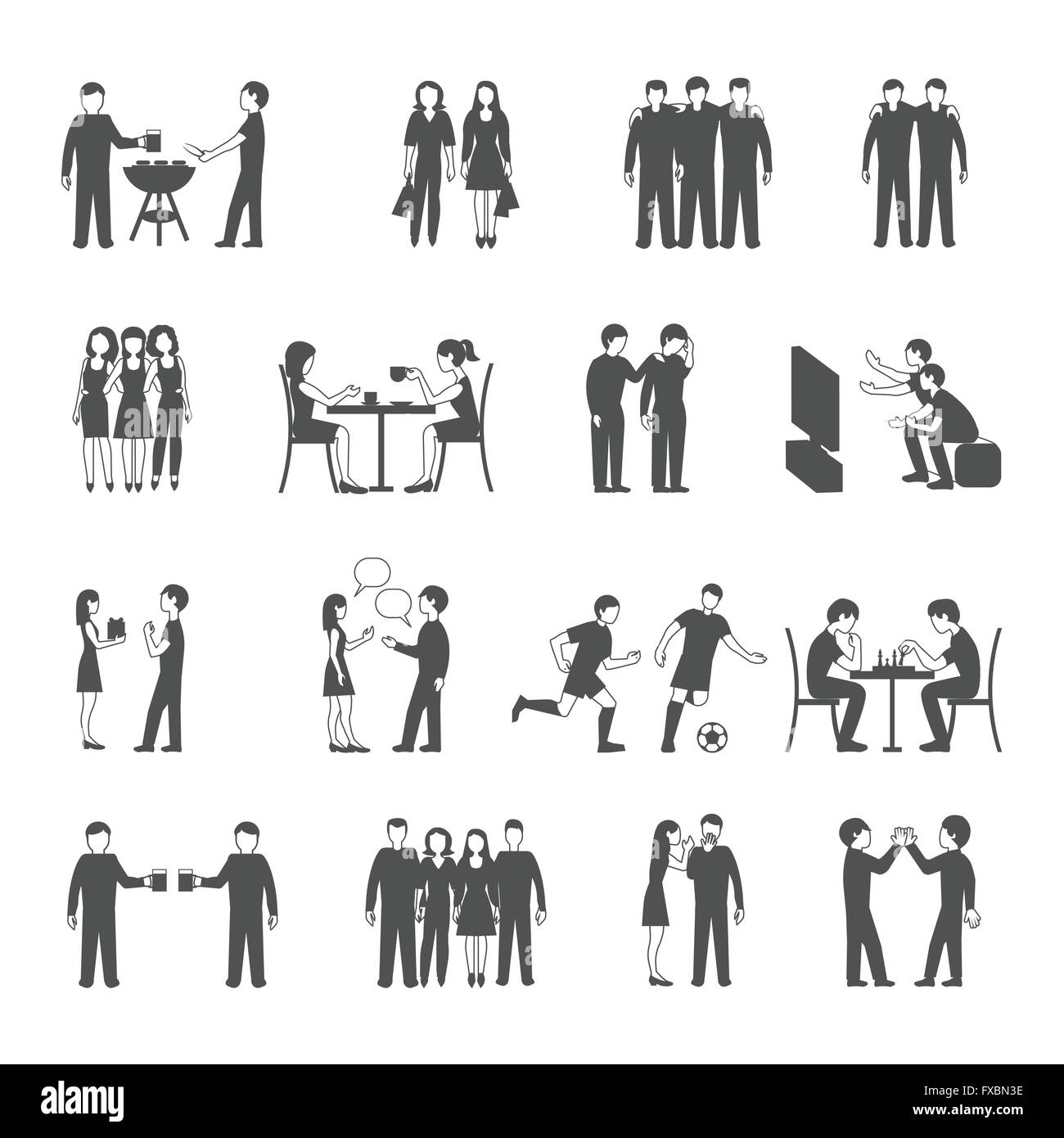 Friends black icons set Stock Vector Image & Art - Alamy