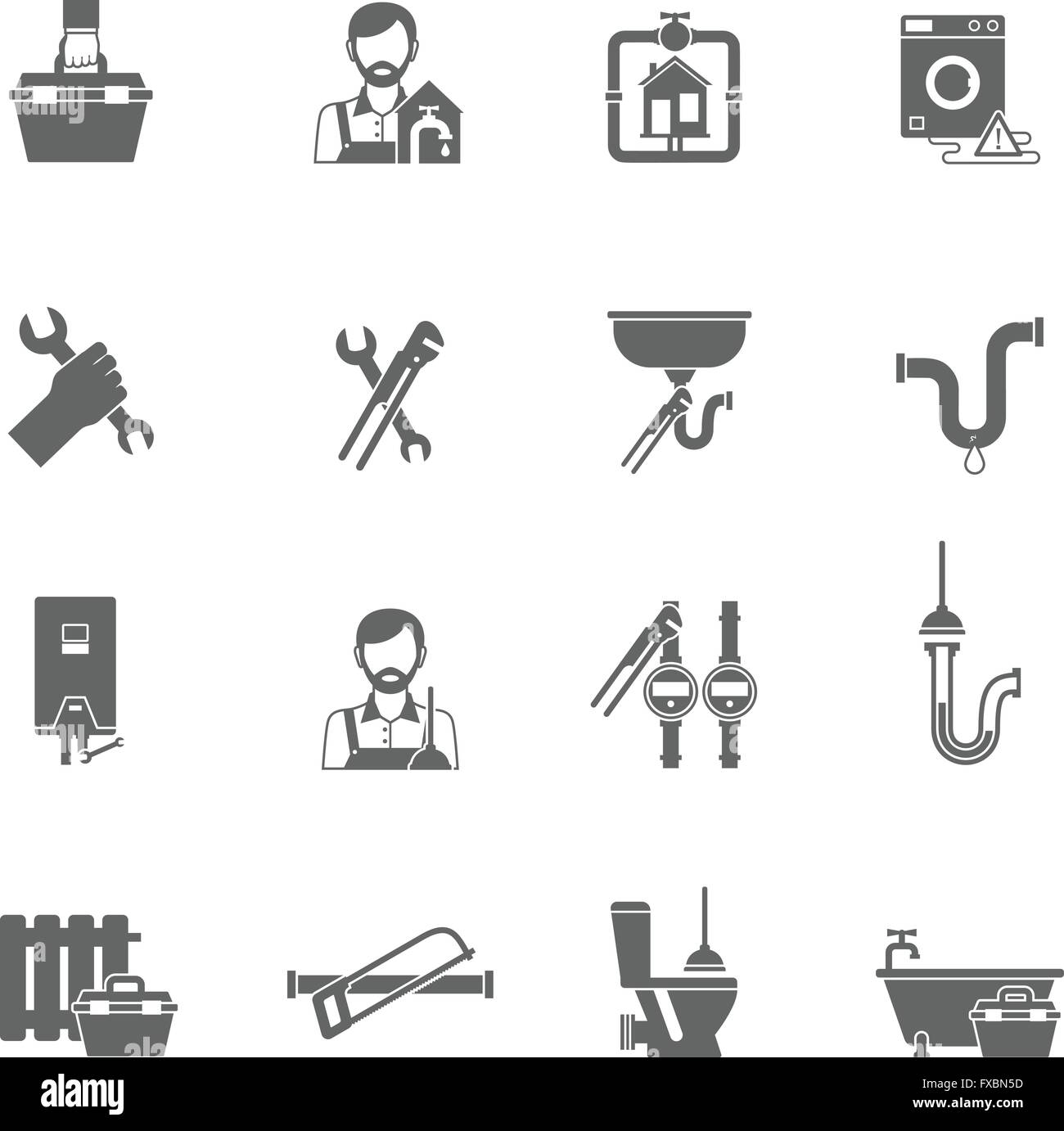 Plumber Icons Black Stock Vector Image & Art - Alamy