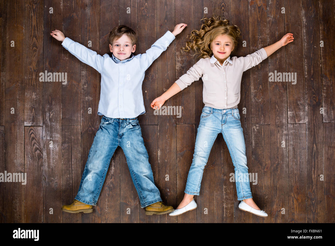 Top view photo of children Stock Photo - Alamy