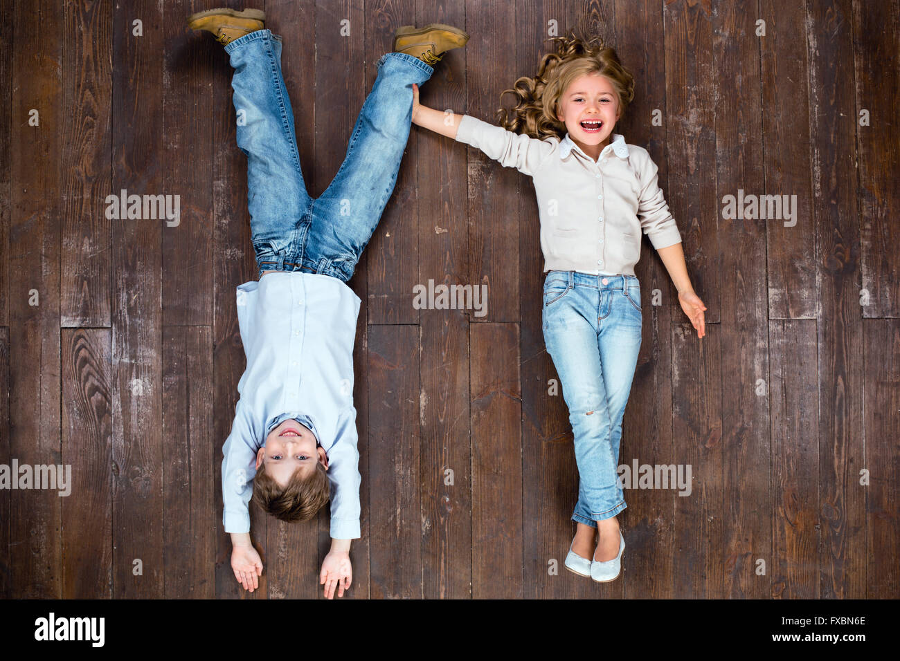 Top view photo of children Stock Photo - Alamy