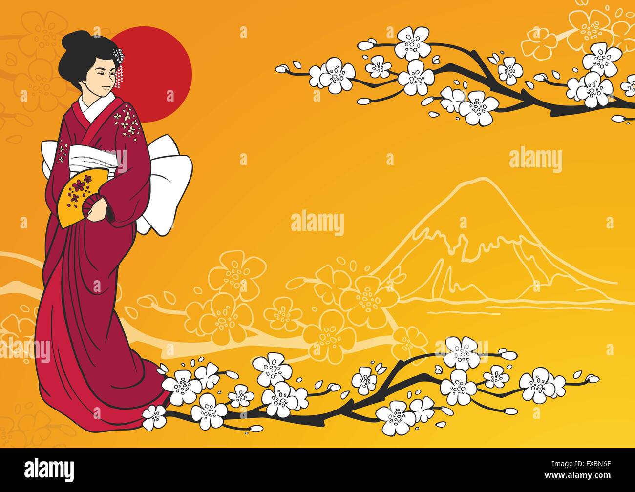 Geisha Vector Illustration Stock Vector Image & Art - Alamy
