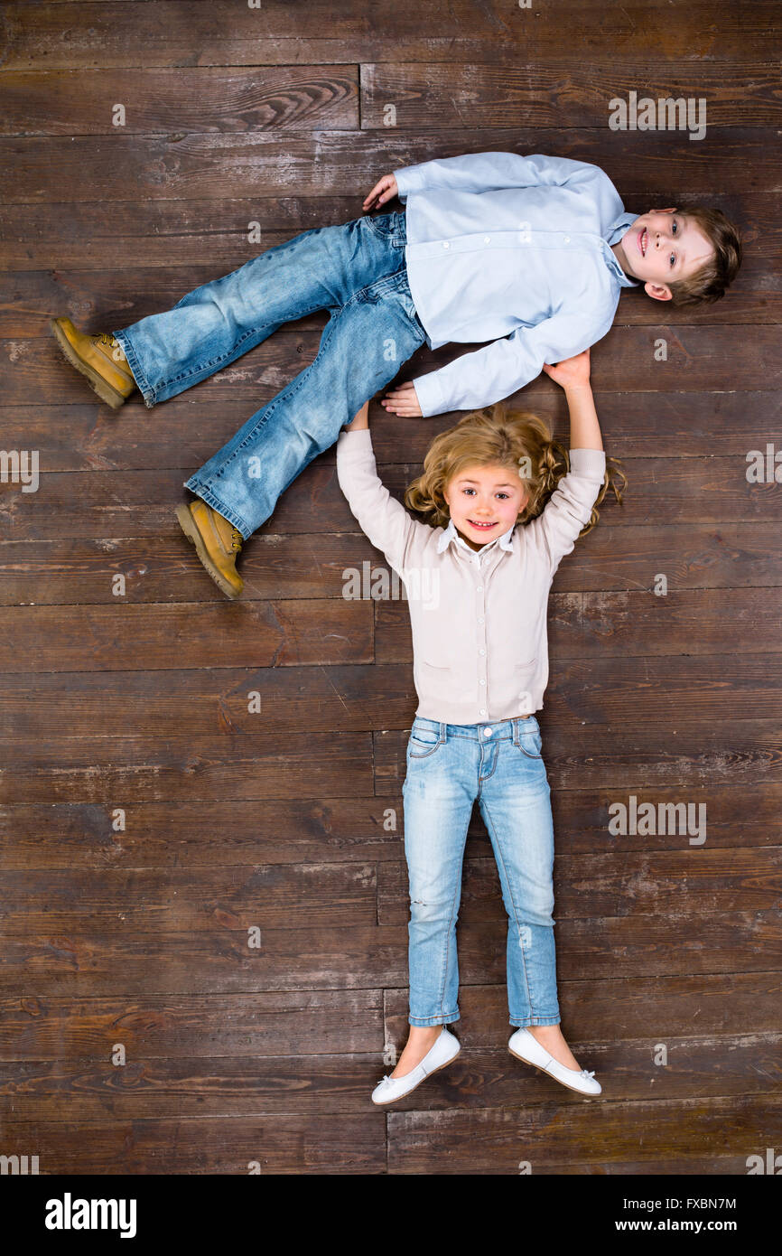 Top view photo of children Stock Photo - Alamy