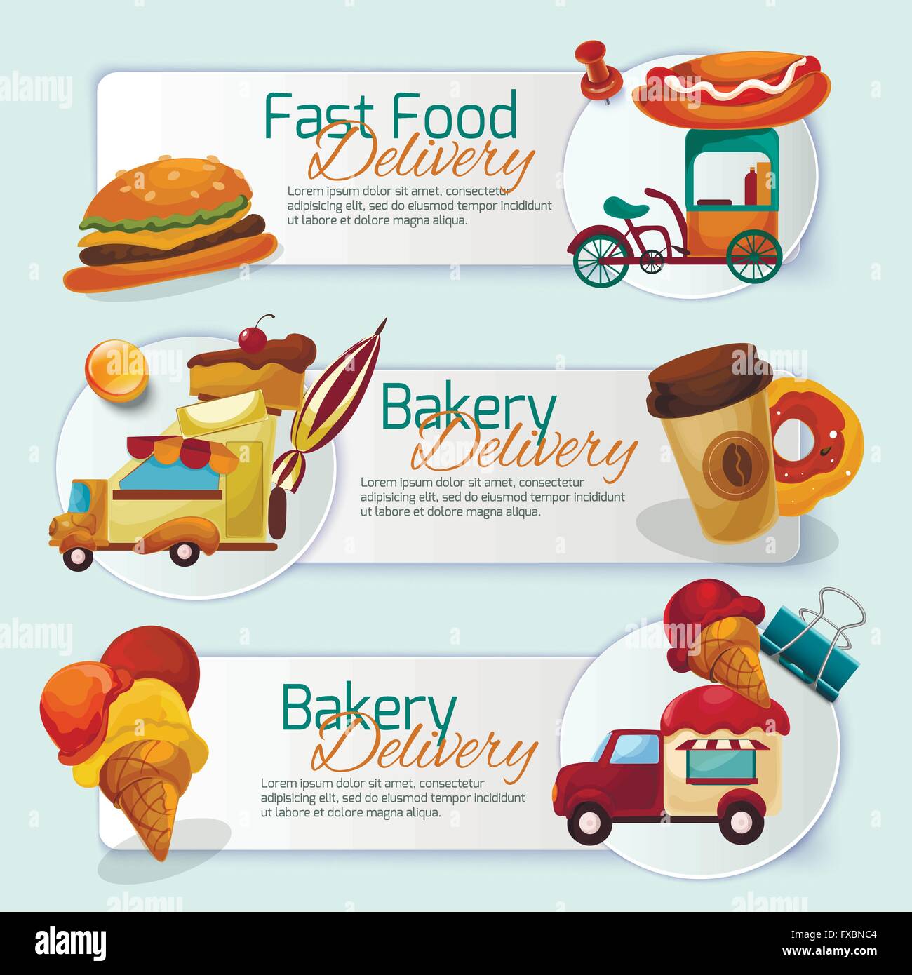 Food Delivery Banner Set Stock Vector Image & Art - Alamy