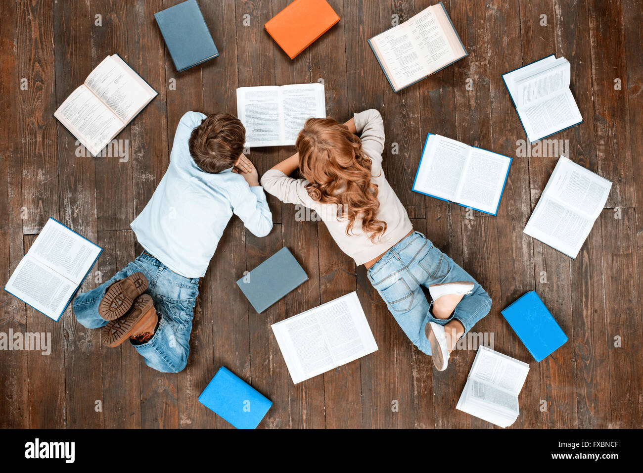 Top view photo of children Stock Photo - Alamy