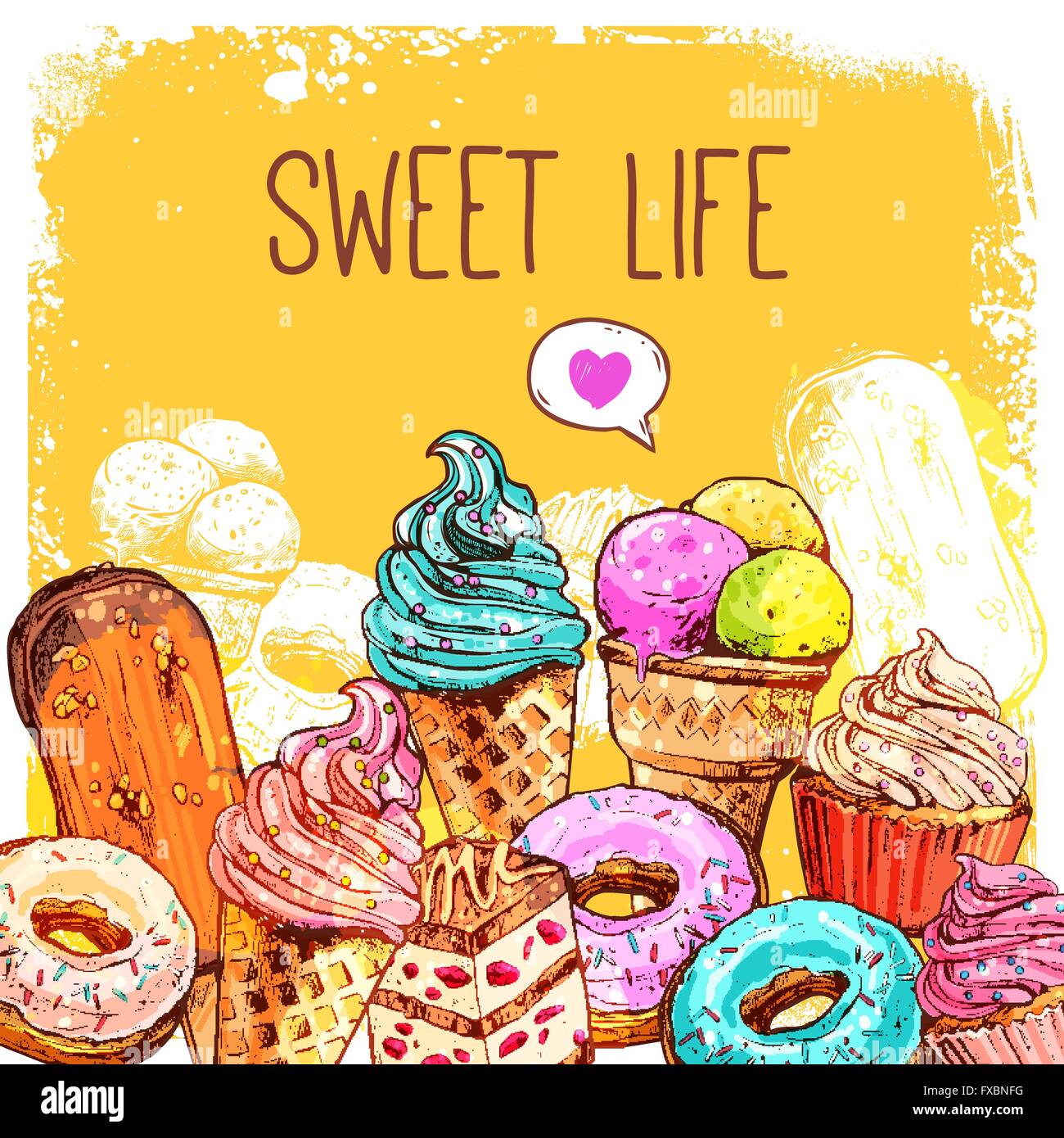 Sweet Sketch Illustration Stock Vector Image & Art - Alamy