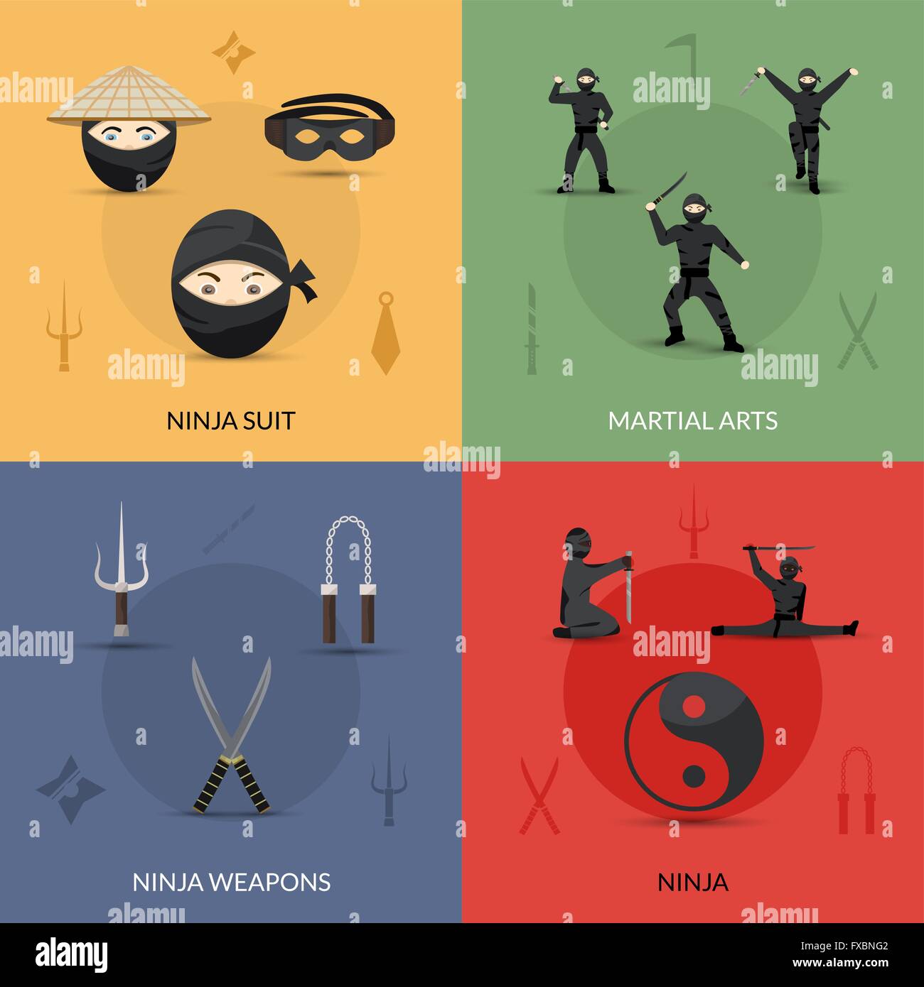 Ninja Icons Set Stock Vector Image & Art - Alamy