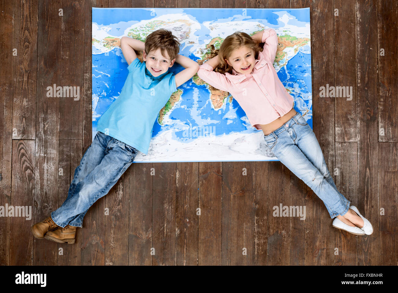 Top view photo of children Stock Photo - Alamy