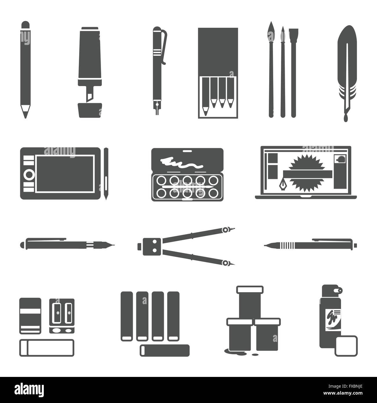 Drawing Tools Icon Set Stock Vector Image & Art - Alamy