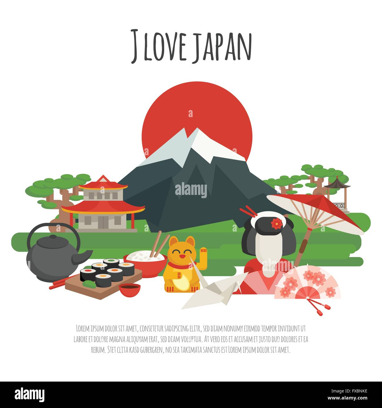 Japanese tradition Symbols Poster Stock Vector Image & Art - Alamy