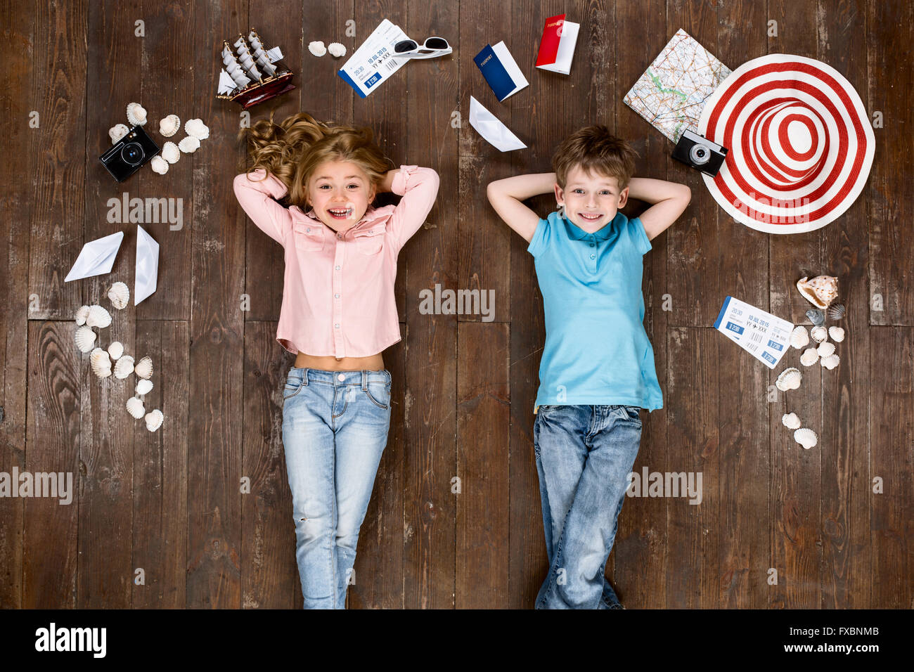 Top view photo of children Stock Photo - Alamy
