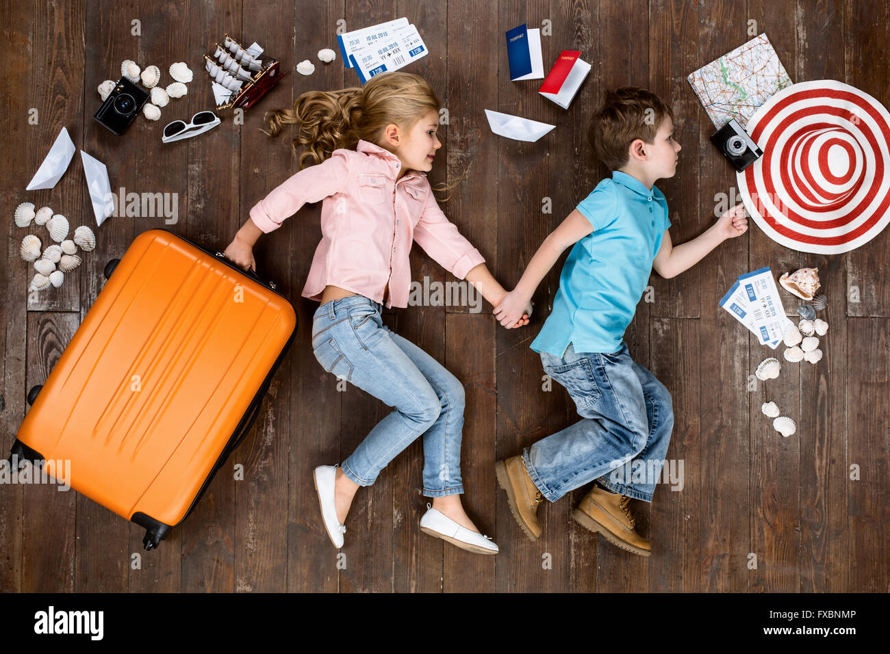 Top view photo of children Stock Photo - Alamy