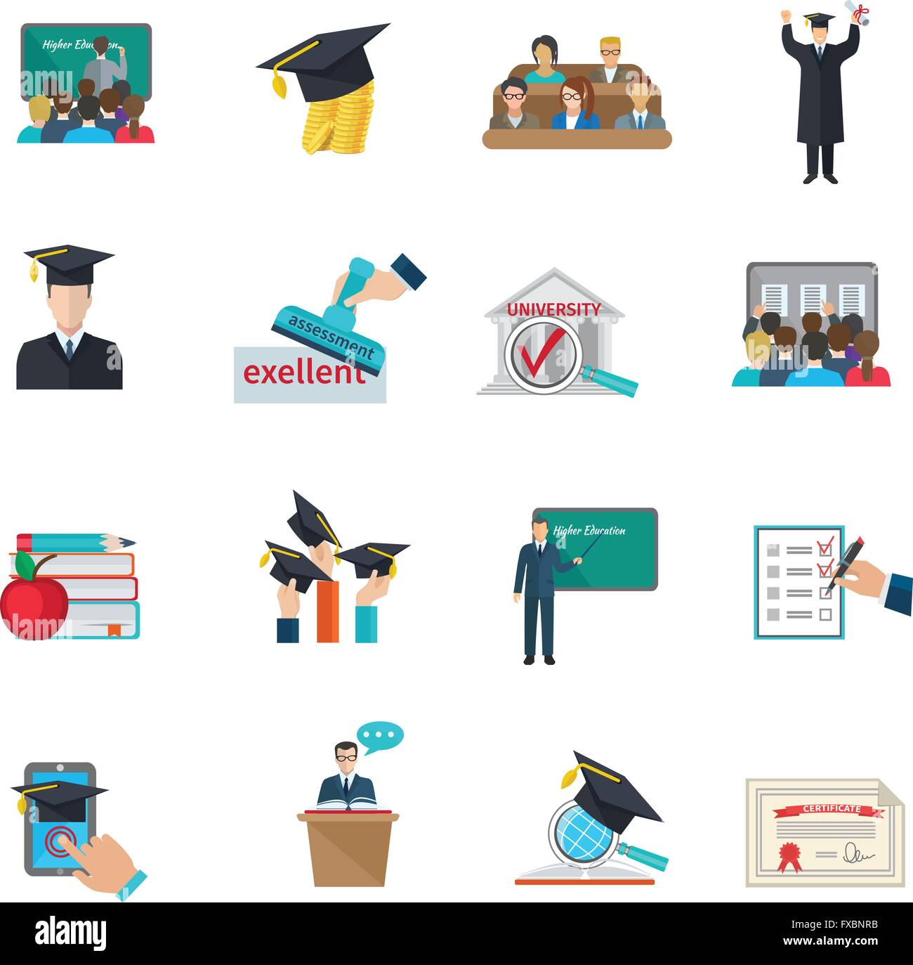 Higher education icons set Stock Vector Image & Art - Alamy