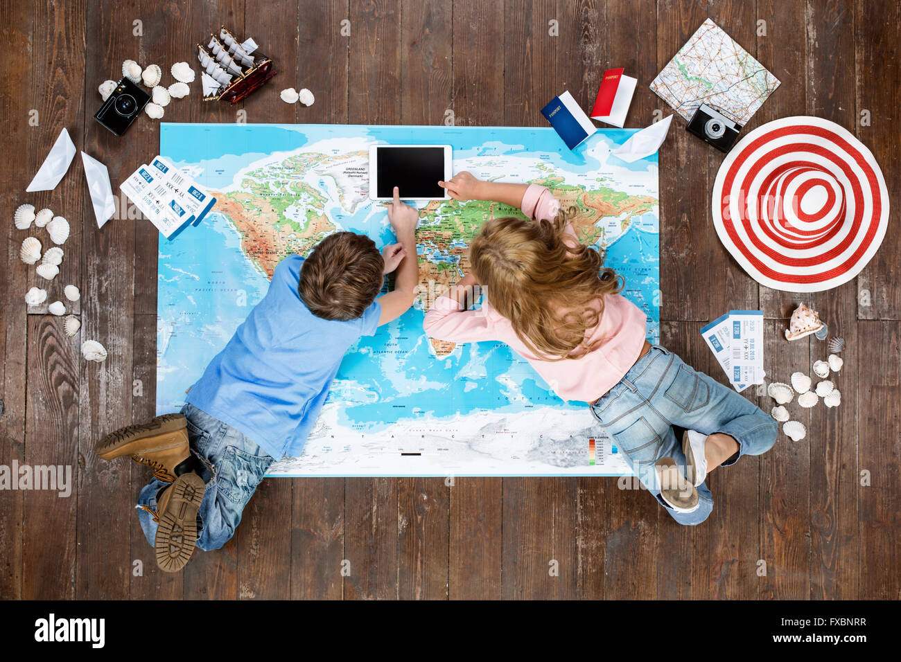 Top view photo of children Stock Photo - Alamy