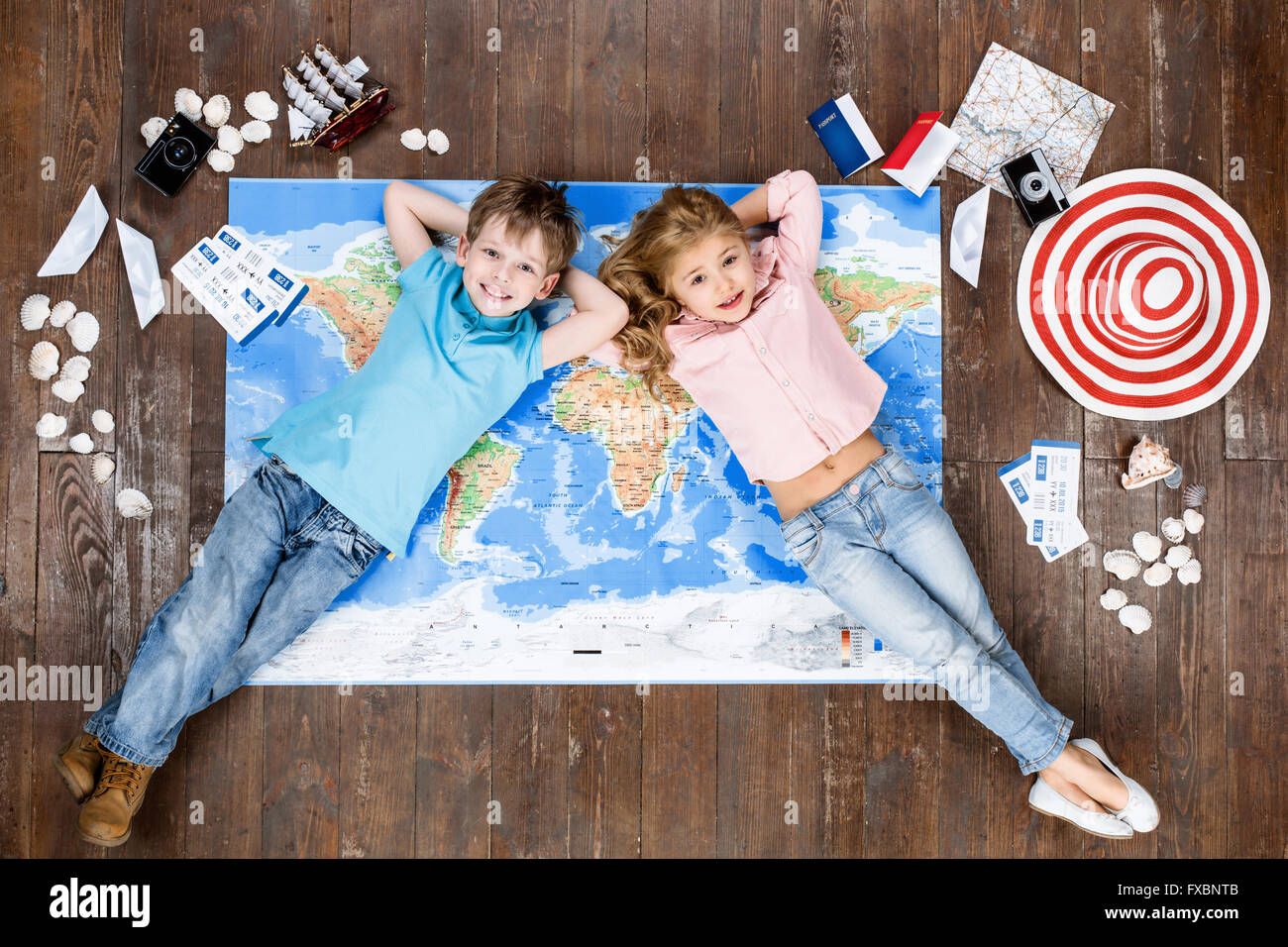 Top view photo of children Stock Photo - Alamy