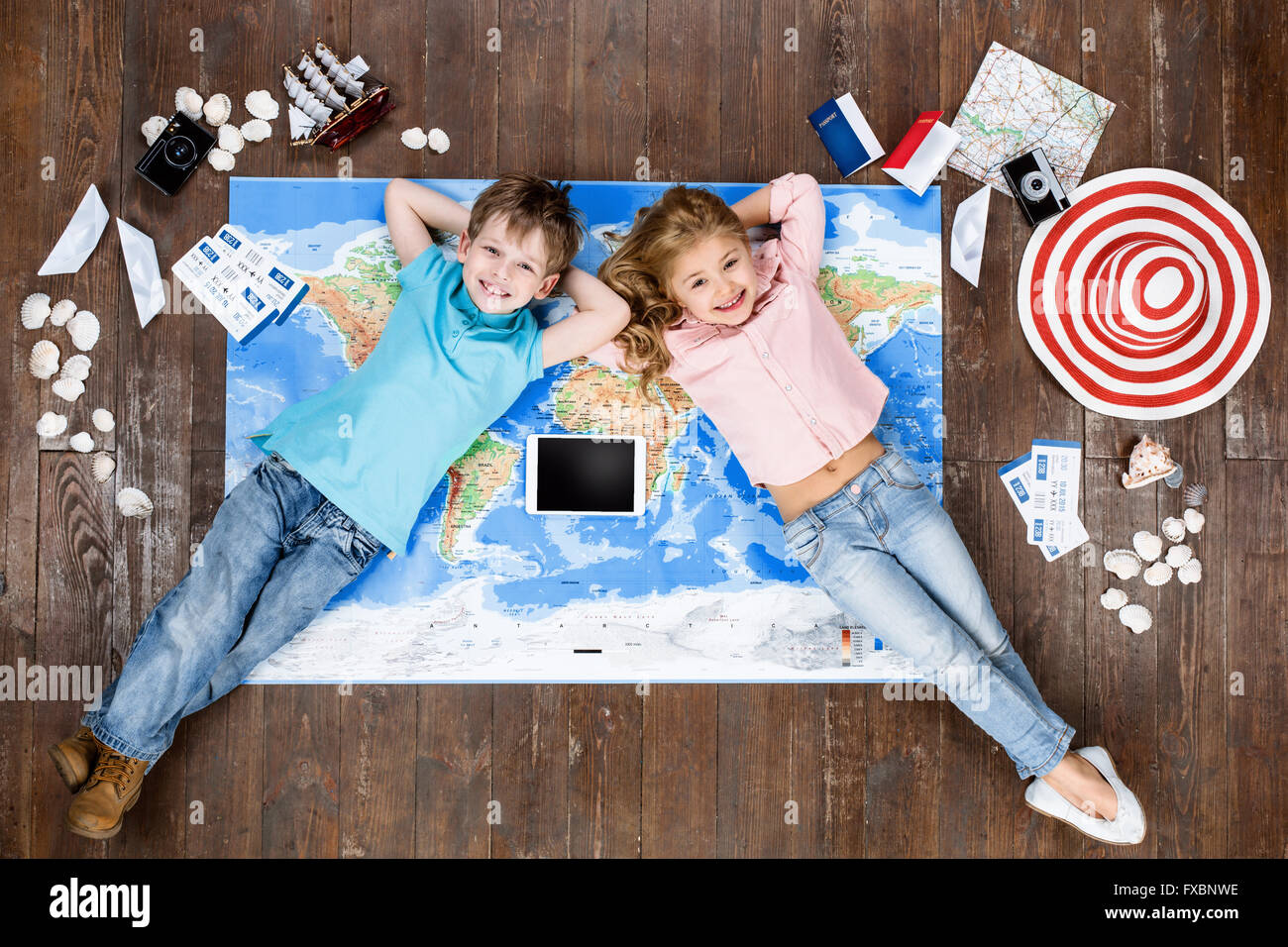 Top view photo of children Stock Photo - Alamy