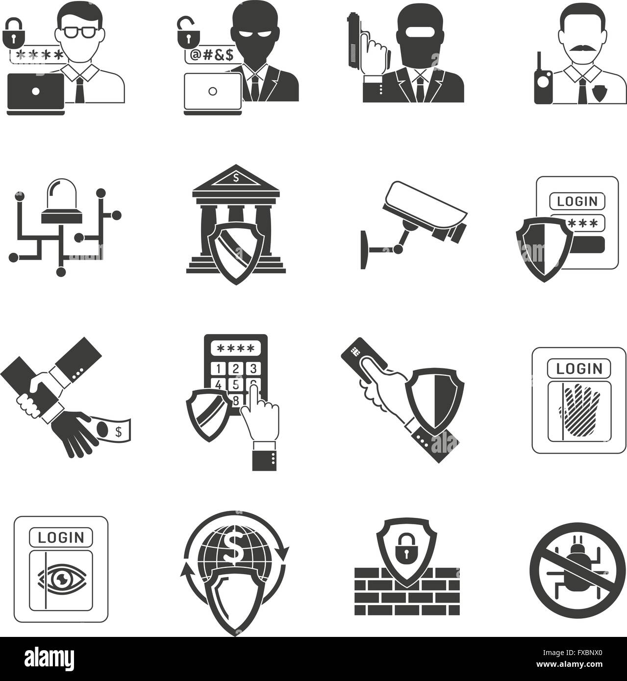 Bank security black icons set Stock Vector Image & Art - Alamy