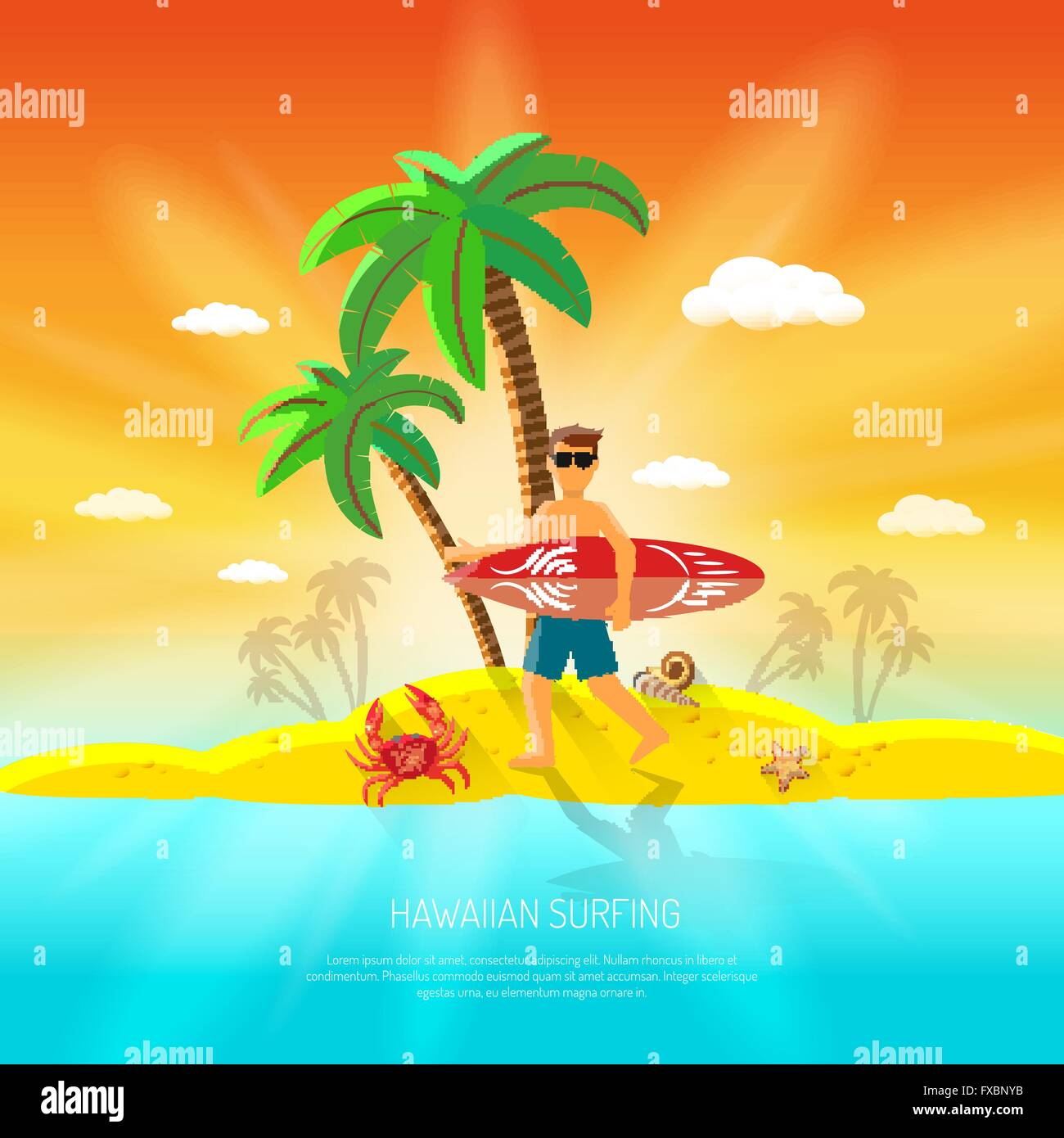Surfing Beach Concept Stock Vector Image & Art - Alamy