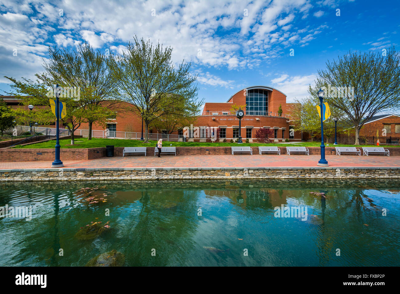 C. Burr Artz Public Library and Carroll Creek, in Frederick, Maryland ...