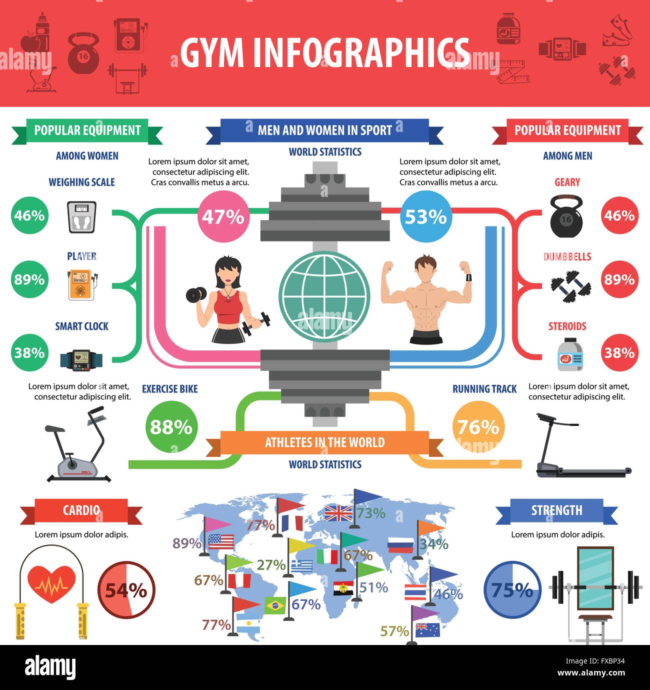 Gym Infographics Set Stock Vector Image & Art - Alamy