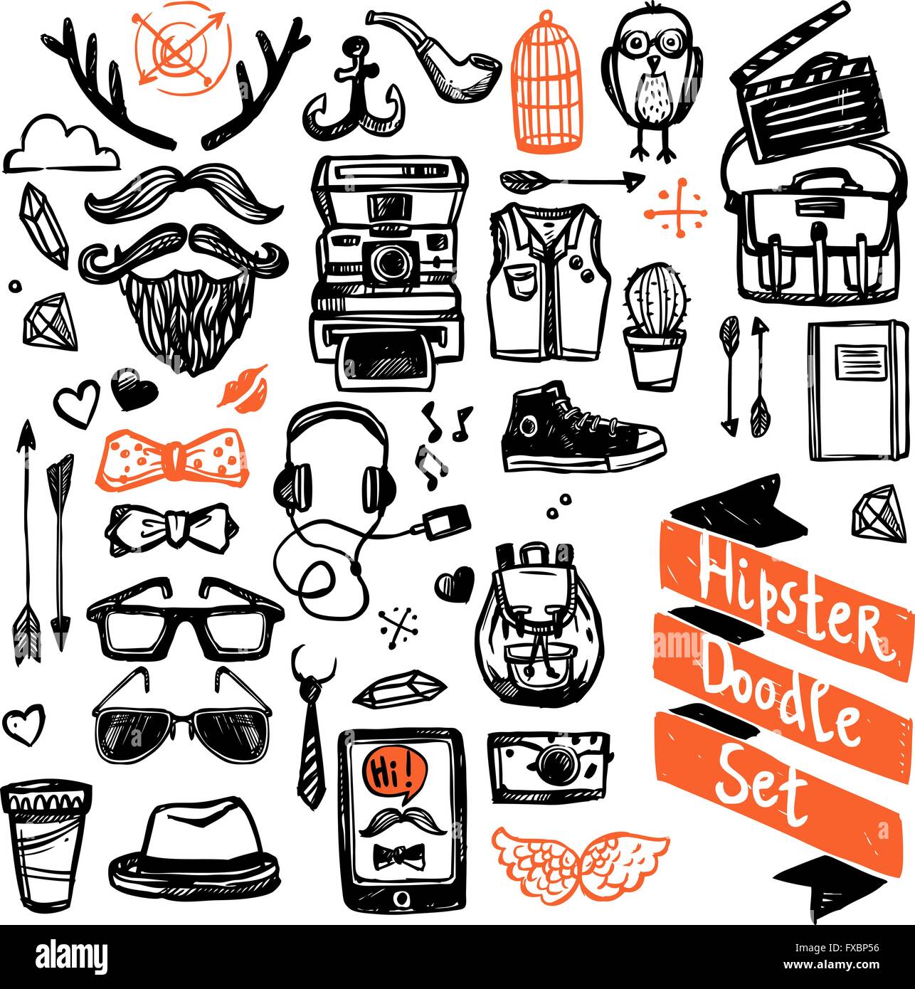 Sketch Hipster Set Stock Vector Image & Art - Alamy