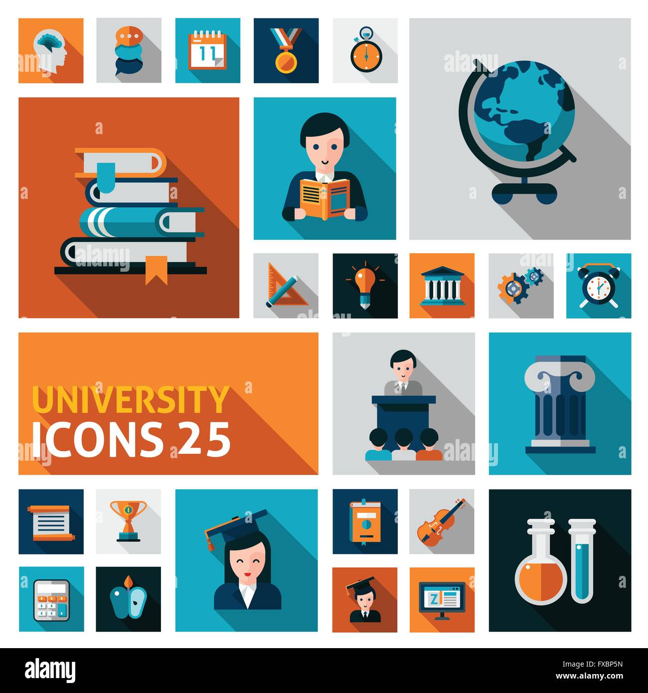 University Icons Set Stock Vector Image & Art - Alamy